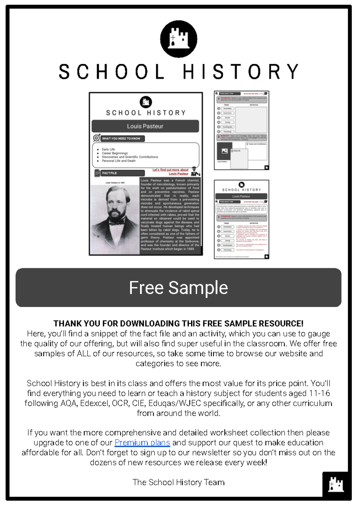 Louis Pasteur Resource Sample - Free Sample THANK YOU FOR DOWNLOADING ...