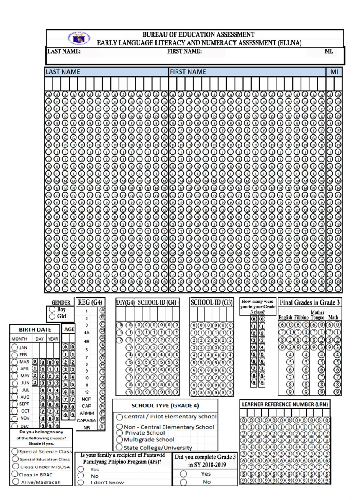 G3 Bo SY CRLA Scoresheets and Class Record (1) - BEGINNING OF SCHOOL ...