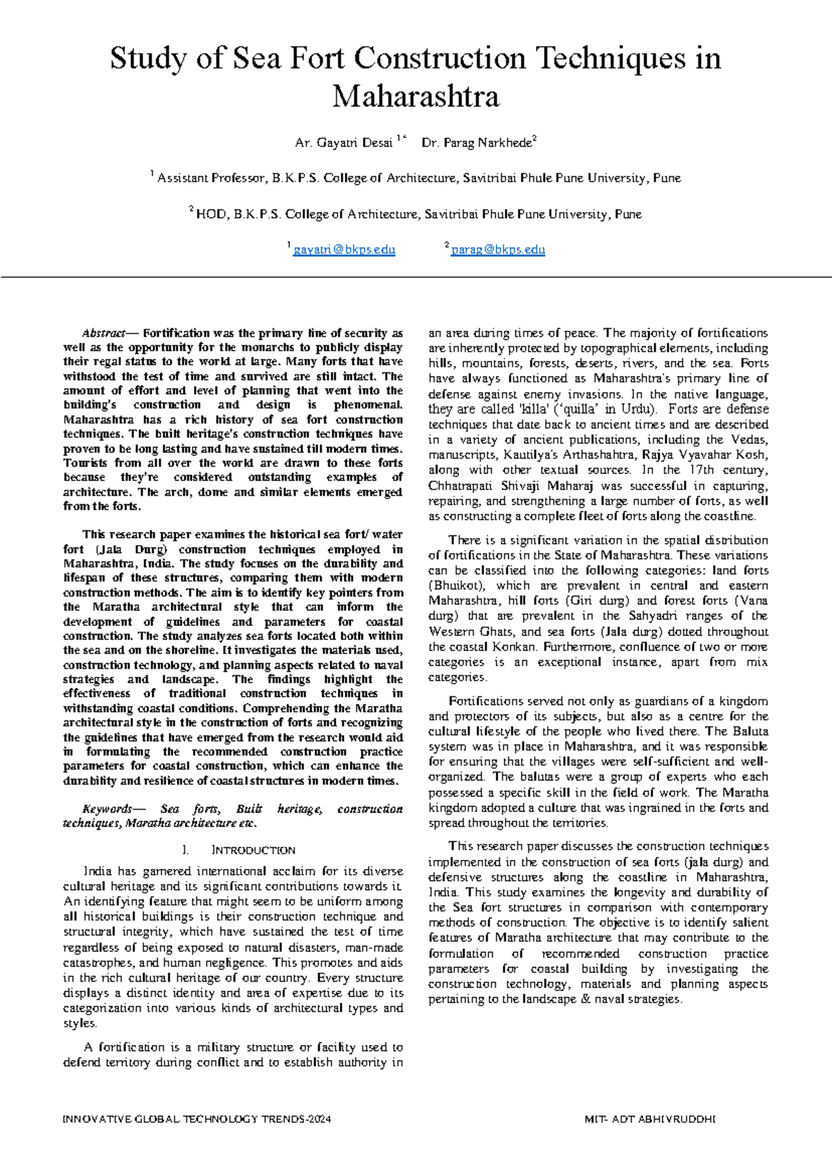 Study of Sea Fort Construction Techniques in Maharashtra: Insights and ...