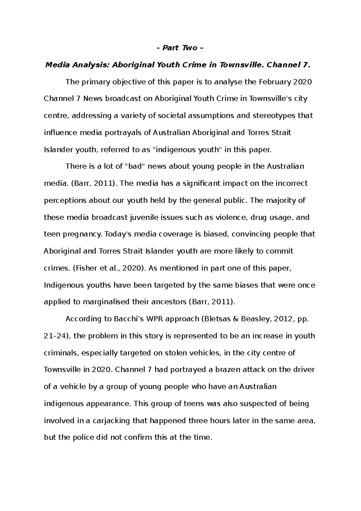 Media Analysis The Bias in Australian Media in representation of ...