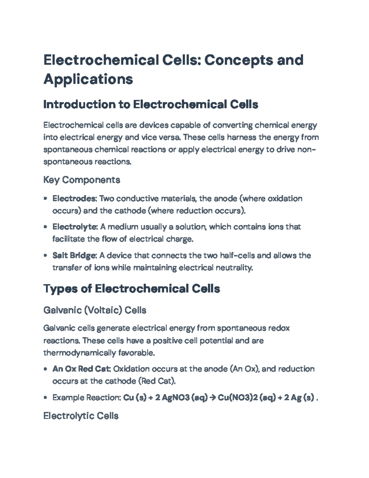 Electrochemical Cells: Concepts, Types, Applications, and Calculations ...