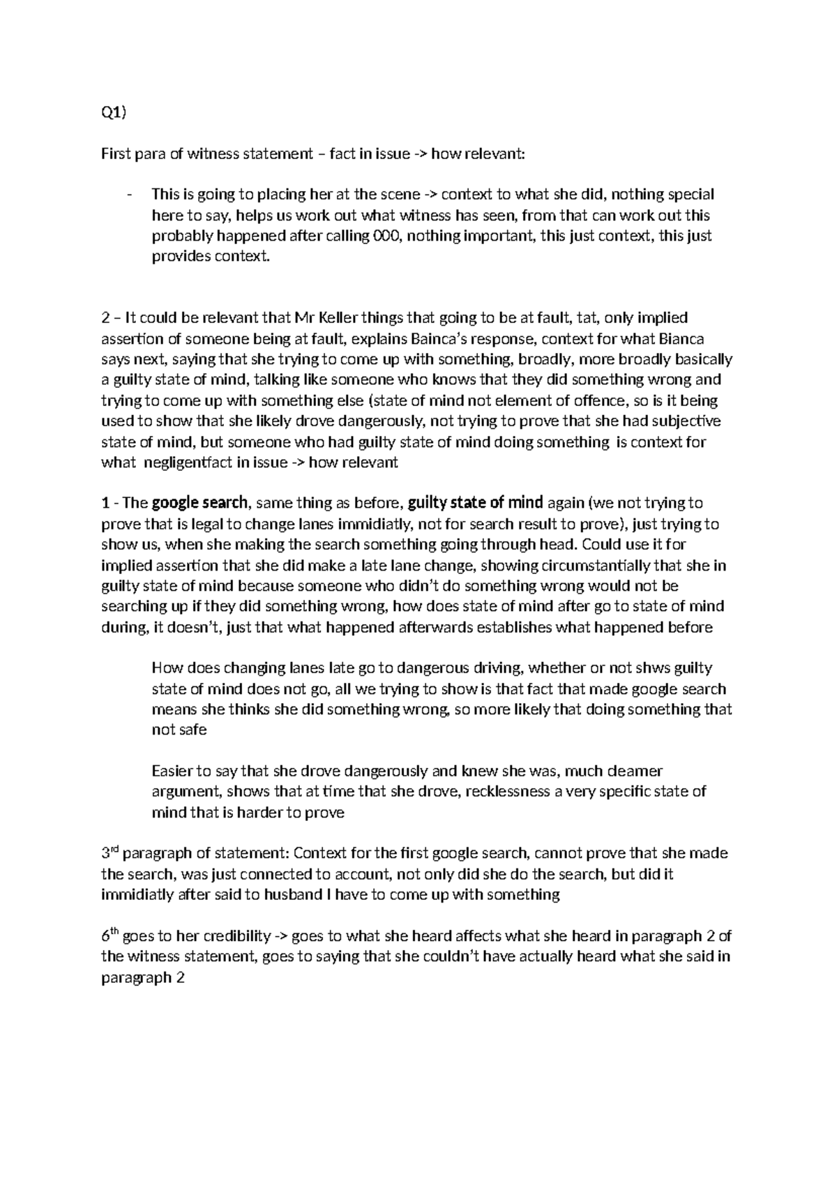 Evidence Revision Week 13: Witness Statements & Hearsay Analysis - Studocu
