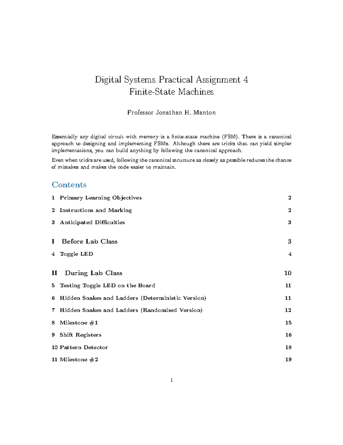 Digital Systems Practical Assignment 4: FSM Design and Implementation ...