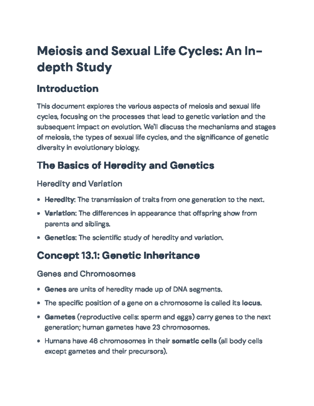 Meiosis and Sexual Life Cycles: Genetic Variation and Evolution ...