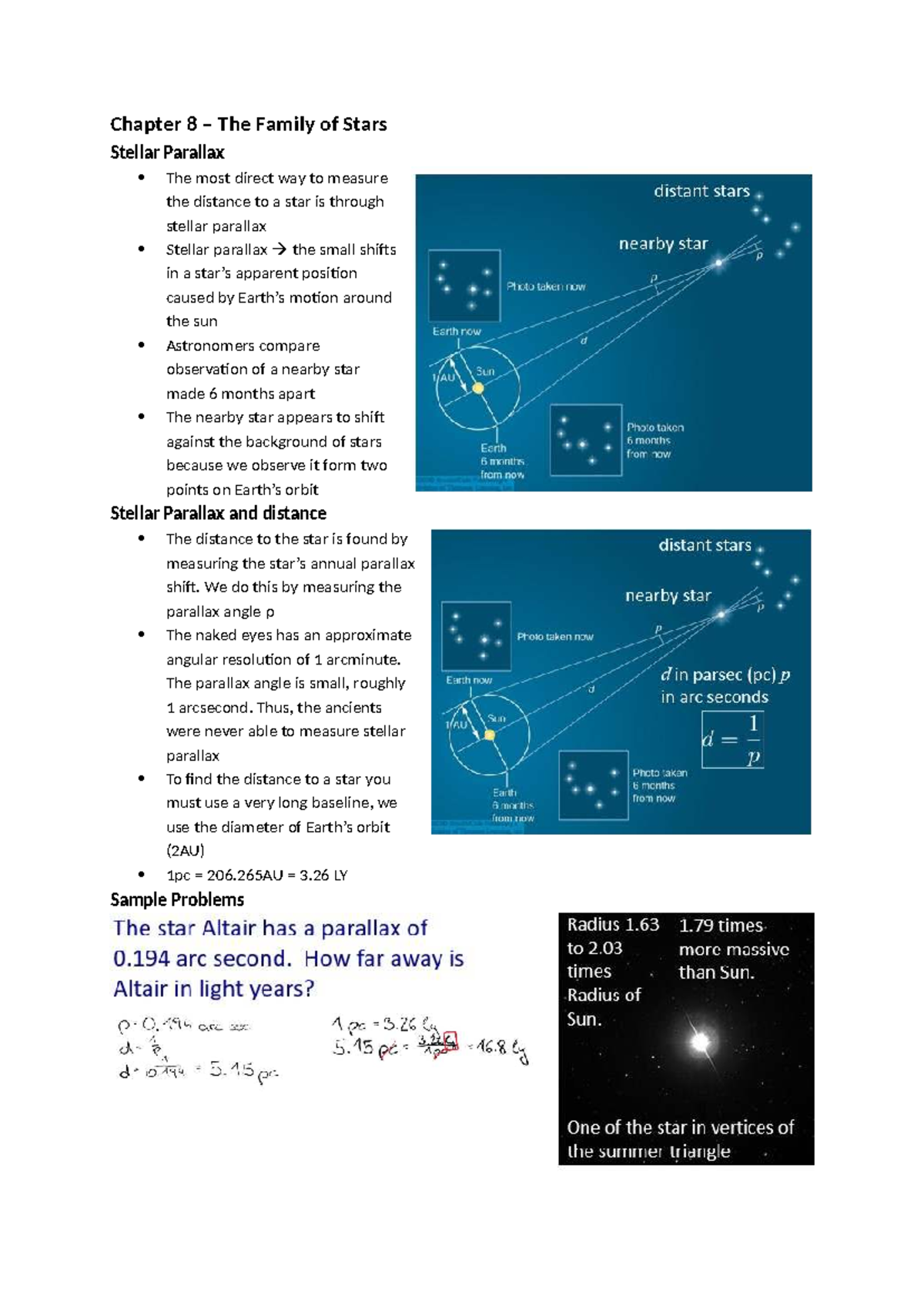 Chapter 8: Stellar Parallax, Binary Stars & Hertzsprung-Russell Diagram ...