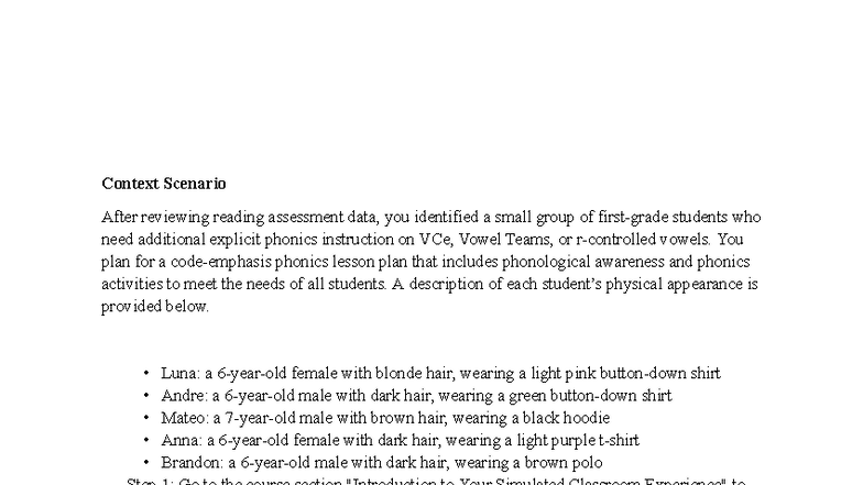 EDU 101: Task 1 Phonics Lesson Plan for VCe & Vowel Teams - Studocu