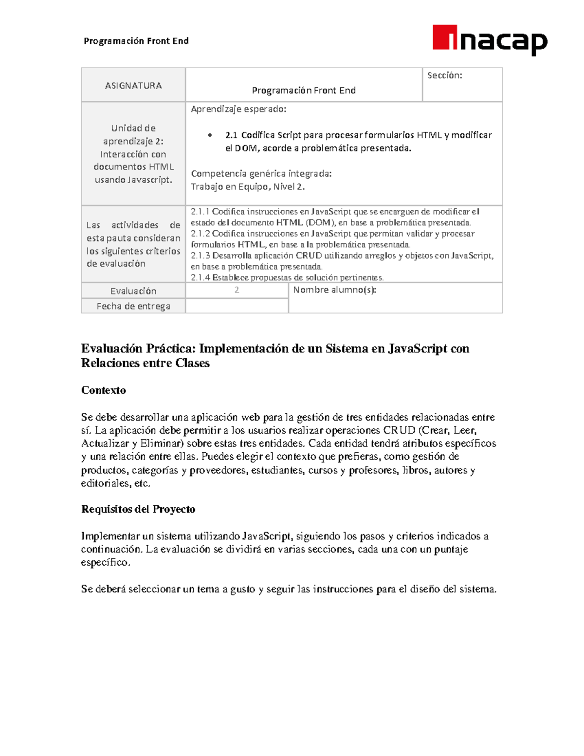 Front ES3: Evaluación Práctica de JavaScript en Programación Front End ...