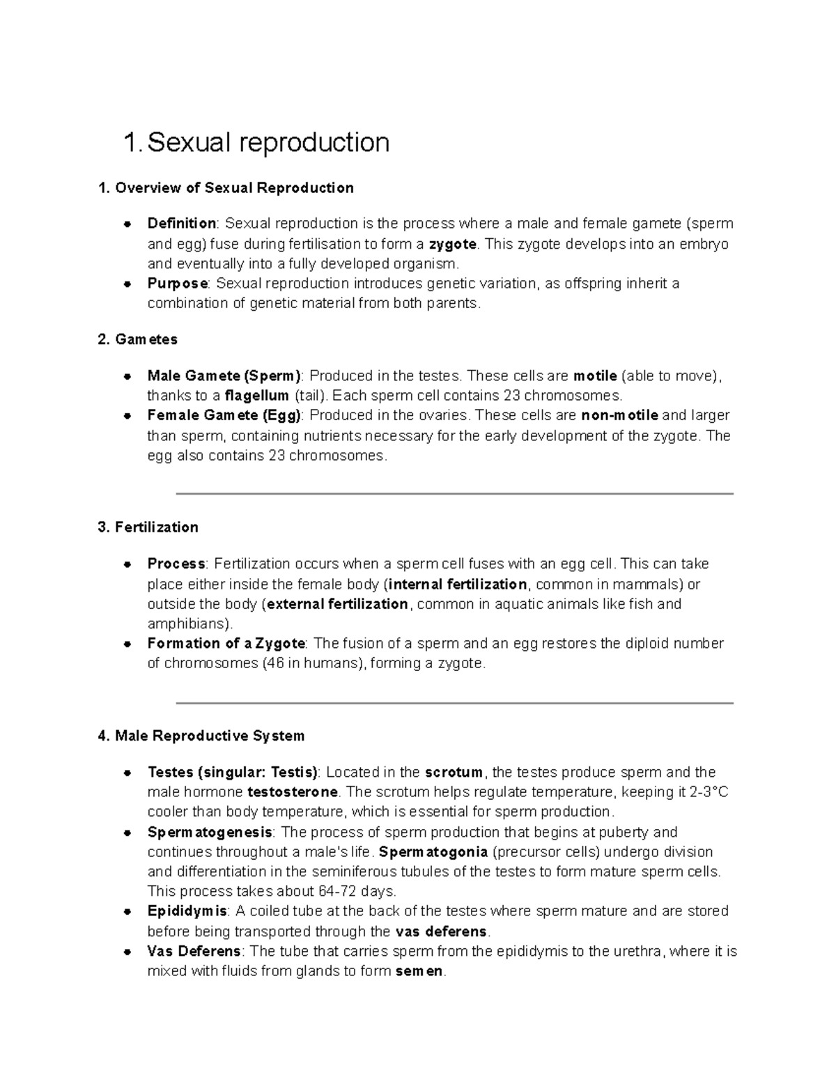 Year 10 Science Notes: Overview of Sexual Reproduction and Genetics ...