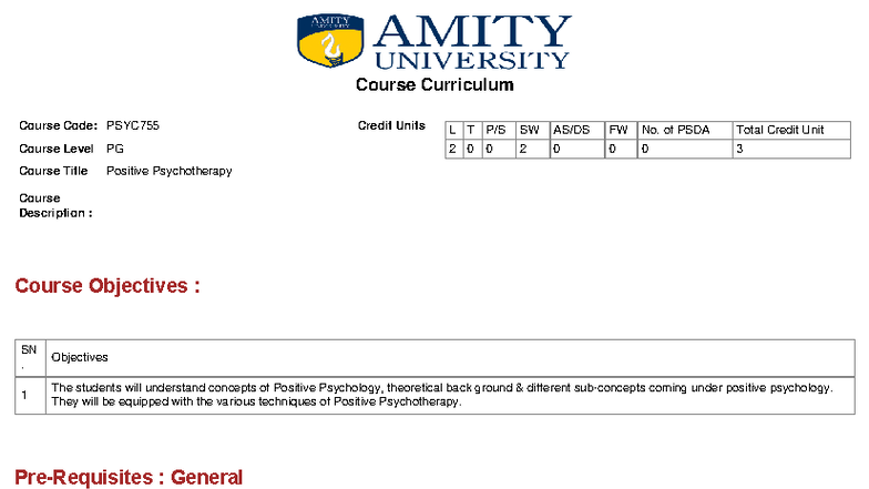 Positive Psychotherapy Syllabus - PSYC755 Course Overview - Studocu