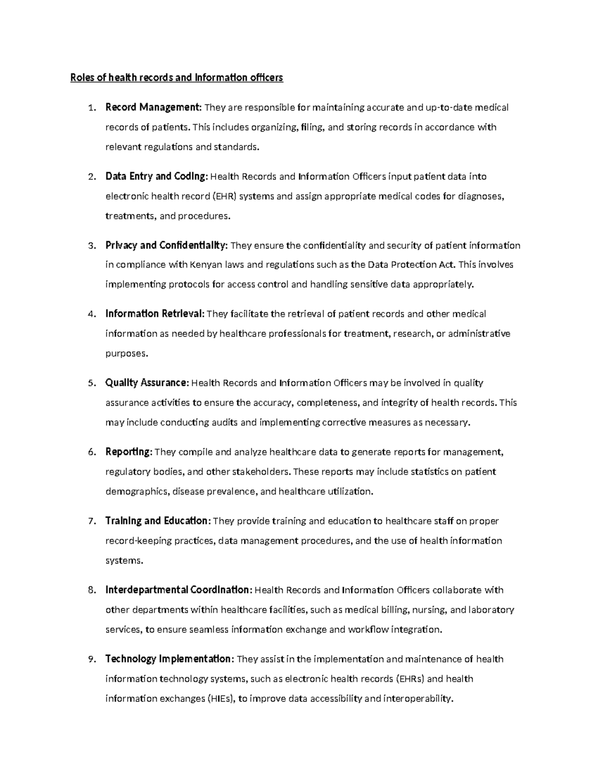 Roles of Health Records & Information Officers: A Comprehensive ...