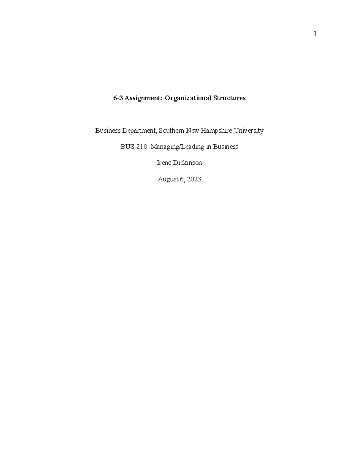 BUS 210: 6-3 Assignment - Matrix Organizational Structures Analysis ...