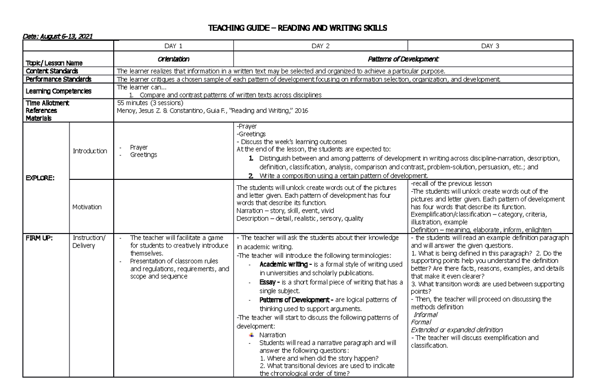 TG Reading AND Writing 1 - TEACHING GUIDE – READING AND WRITING SKILLS ...