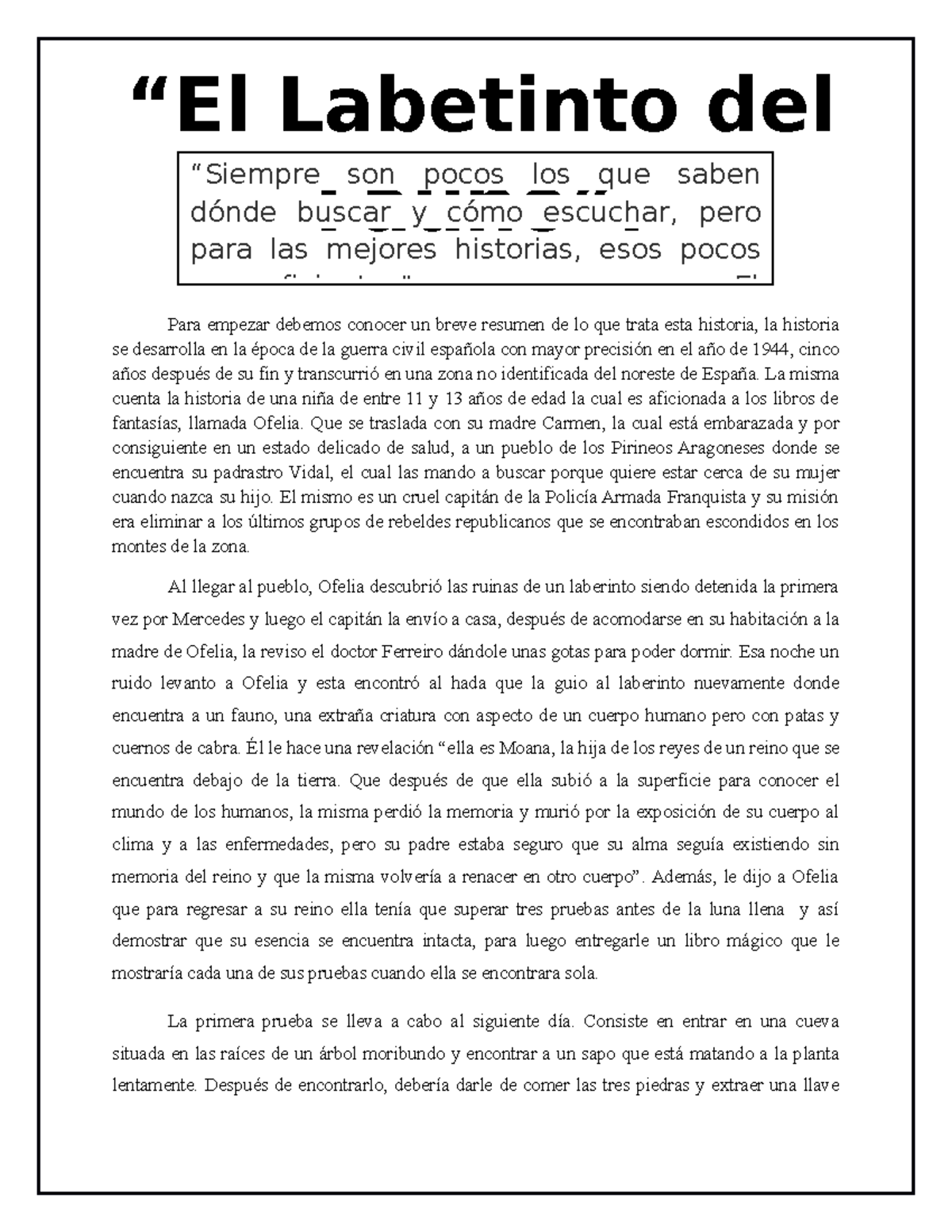 El laberinto del Fauno: Análisis de la Fantasía y Realidad en 1944 ...