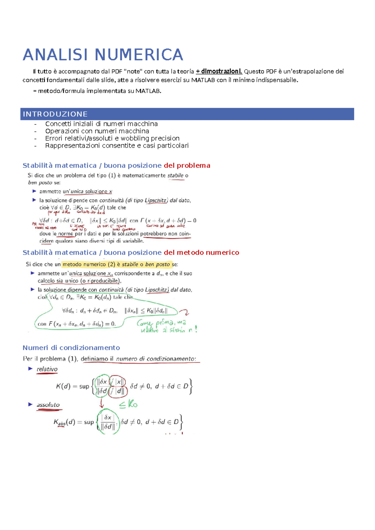 ANALISI NUMERICA - Appunti e Formule per Esame MATLAB - Studocu