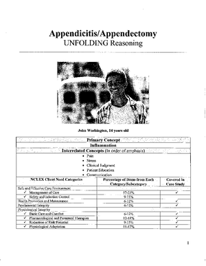 Case study of Acute Appendicitis - CARING FOR THE PATIENT WITH ACUTE ...
