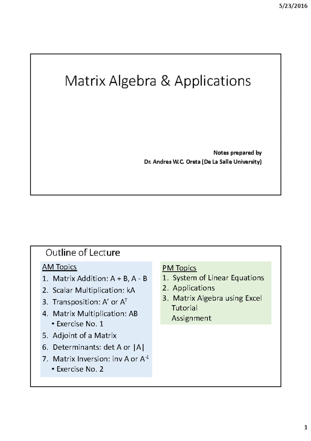 Matrix Algebra & Applications - 5/23/2016 Matrix Algebra & Applications ...