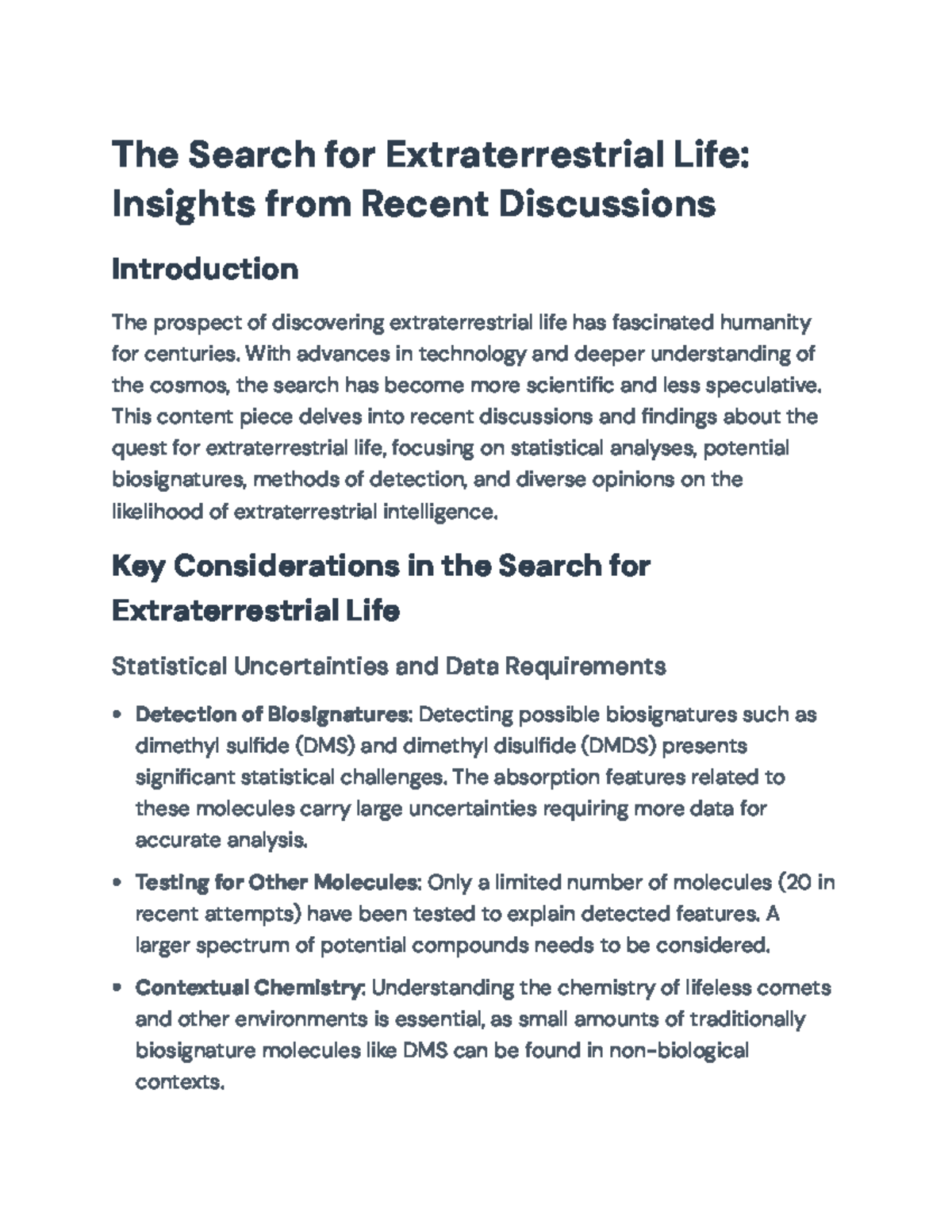 Exploring Extraterrestrial Life: Insights, Methods, and Perspectives ...