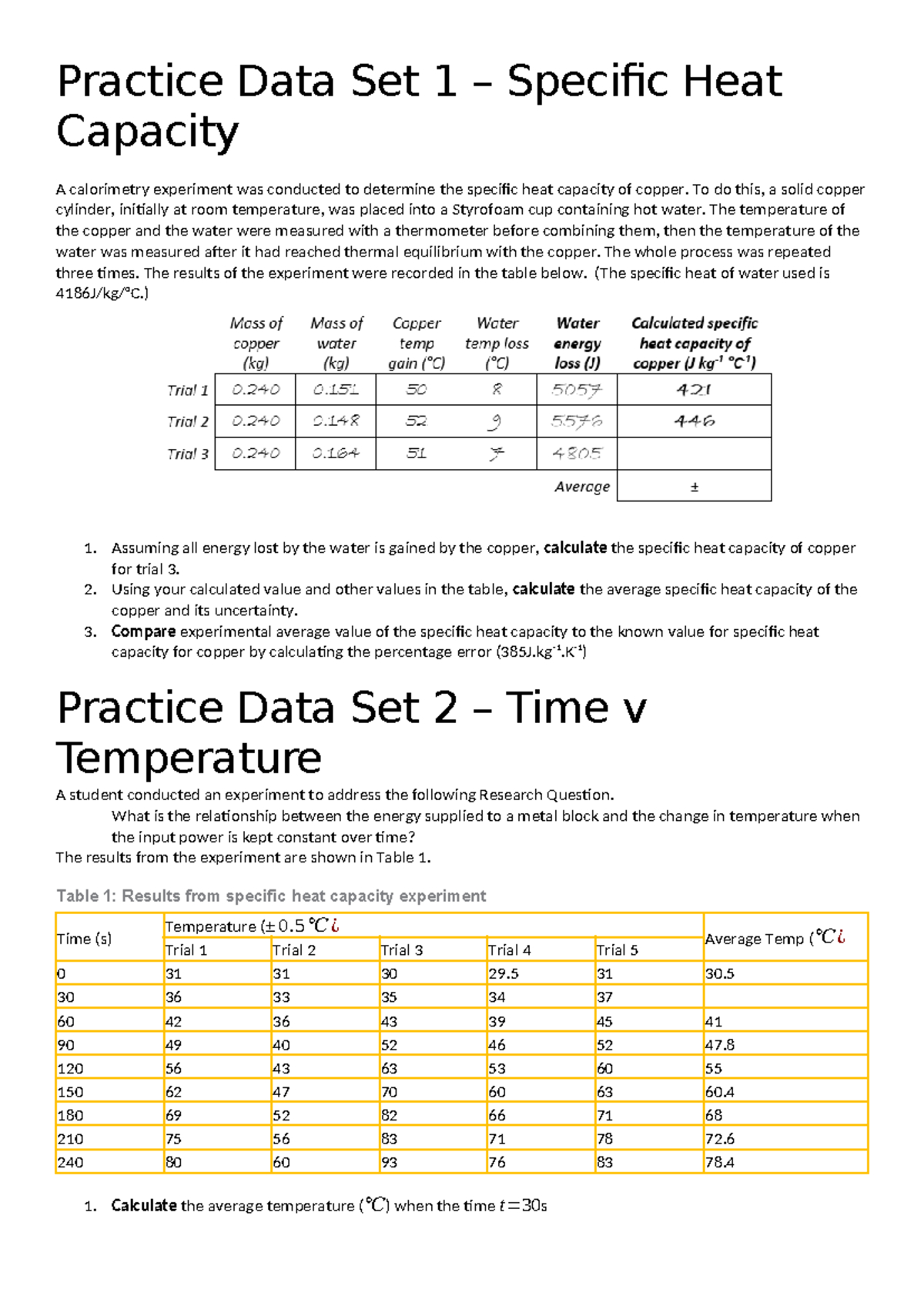 Year 10 Physics (PHYS101) Thermodynamics Data Test Revision 2024 - Studocu