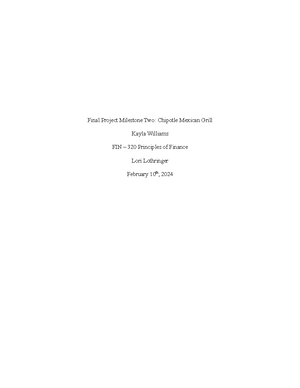 FIN 320 Final Project Two Milestone - 5-2 Final Project Two Milestone ...