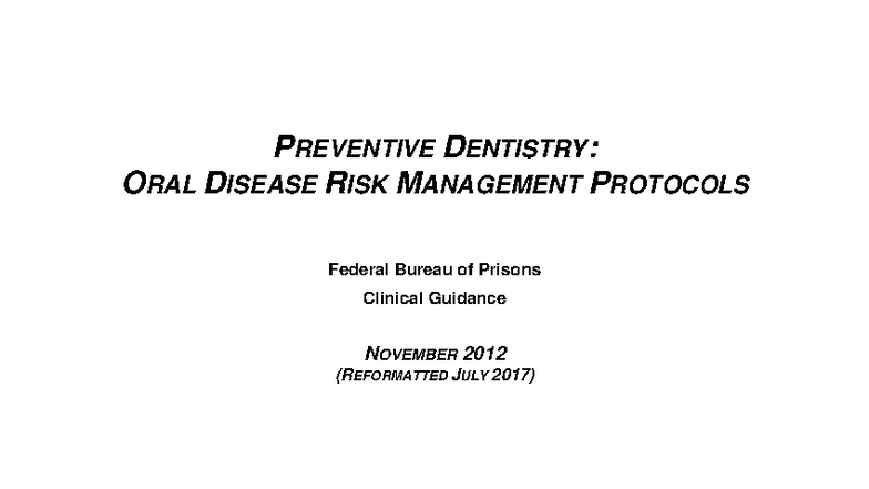 Oral Disease Risk Management Protocols: Preventive Dentistry (BOP ...