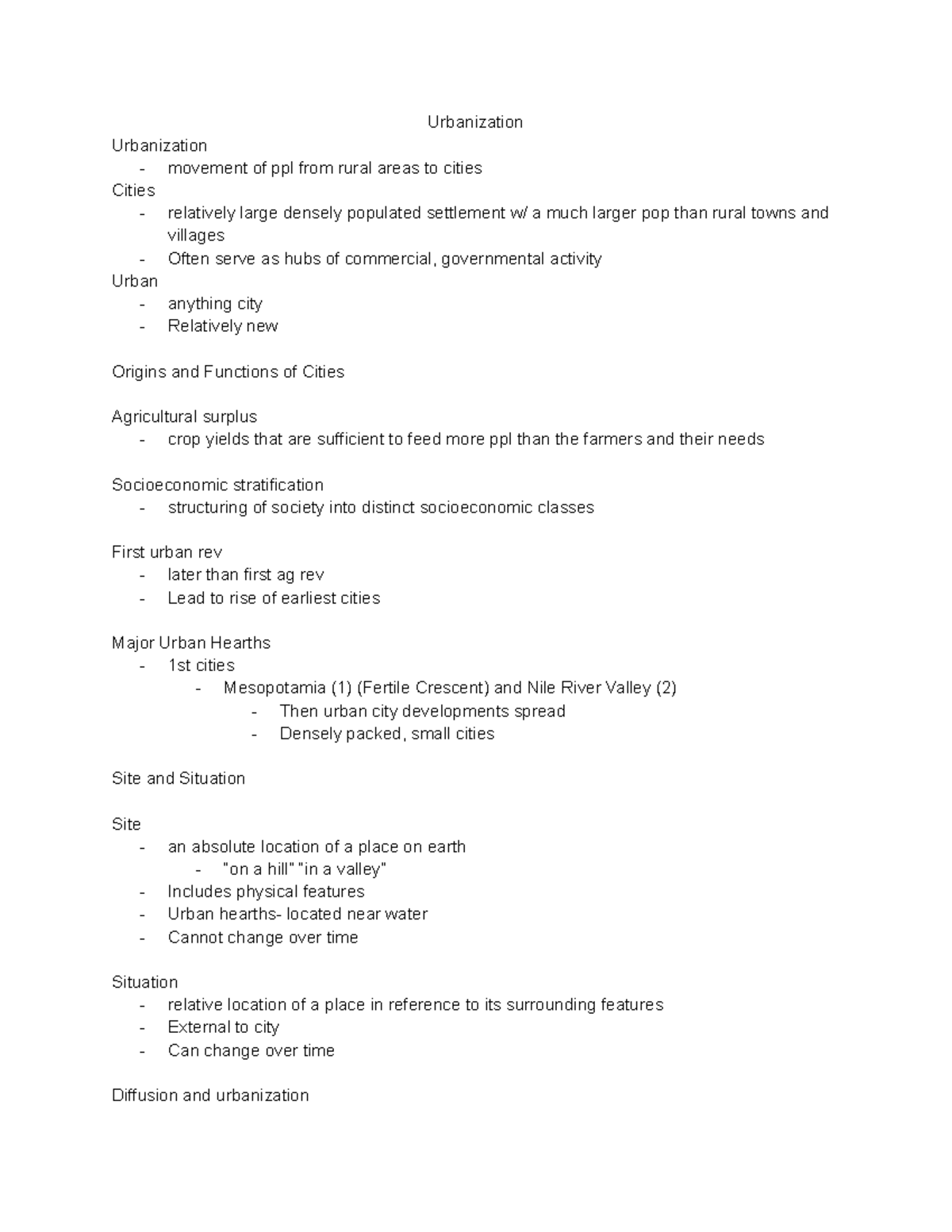 Urbanization - Unit 6 AP Human Geography Class Notes & Key Concepts ...