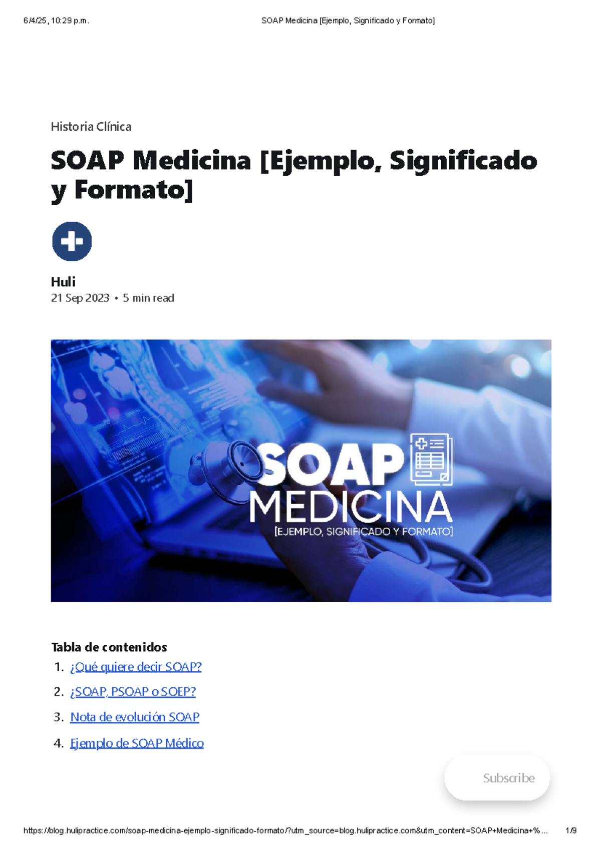 SOAP Medicina: Significado, Ejemplo y Formato en Historia Clínica - Studocu