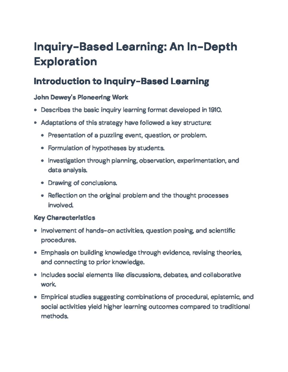 Inquiry-Based Learning Strategies & Teacher Guidance (EDU 101) - Studocu