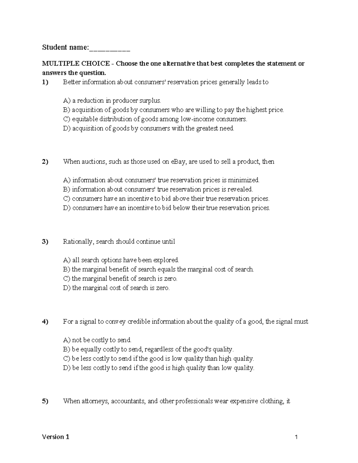 Chapter 12 Quiz (Version 1) - Multiple Choice Questions - Studocu
