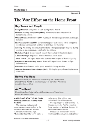 WWII-lesson 7-guided reading - World War II Lesson 7 The End of World ...