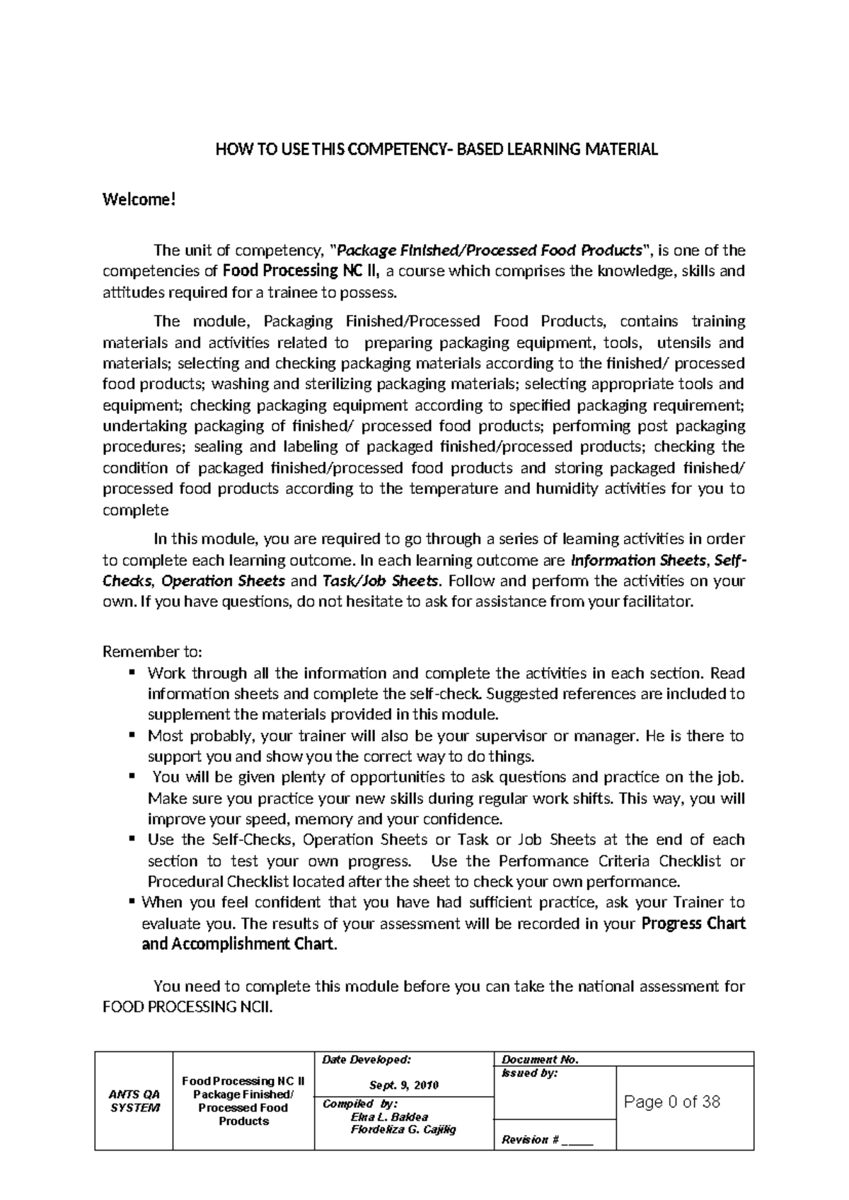 Packaging Finished & Processed Food Products - Food Processing NC II ...