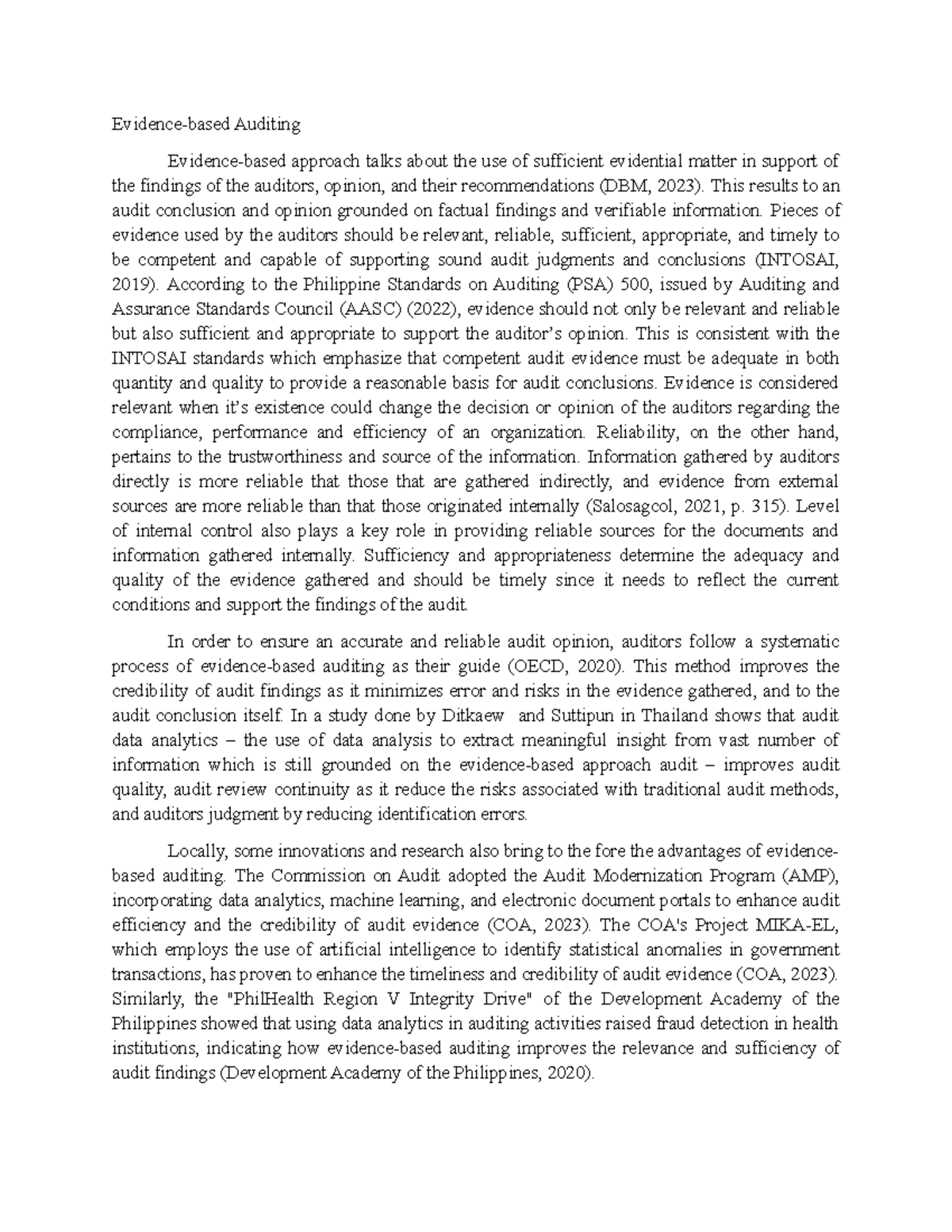 Evidence-Based Auditing Practices in Local Government Units (DBM, 2023 ...