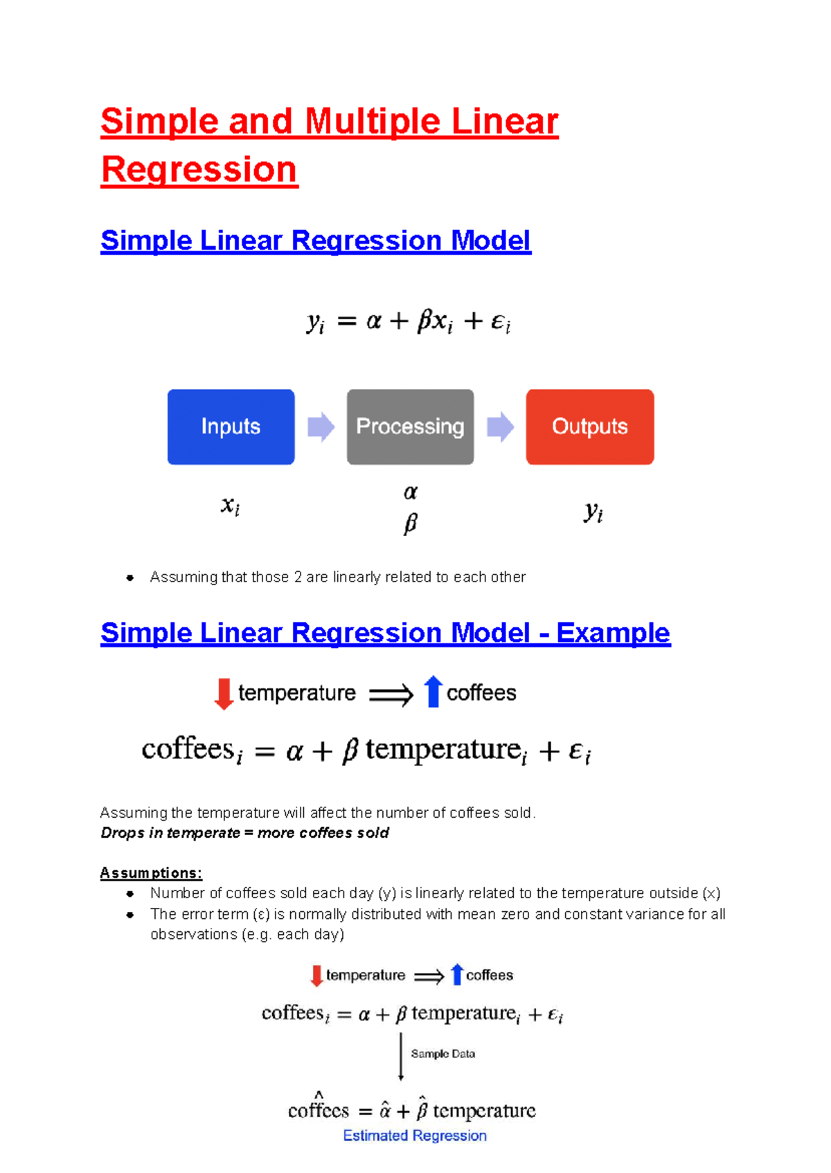 FMDM - Week 10 - Simple & Multiple Linear Regression Notes - Studocu