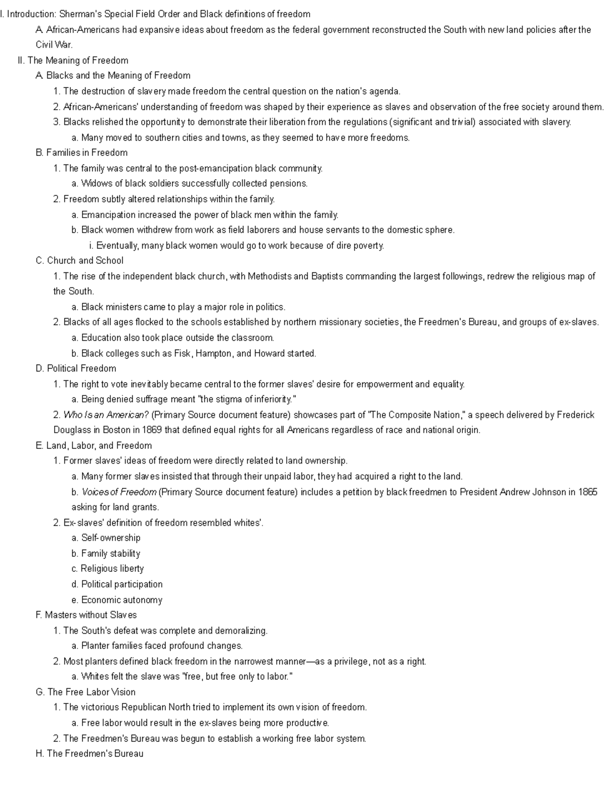 Chapter 15 Summary: Black Freedom & Reconstruction in America - Studocu