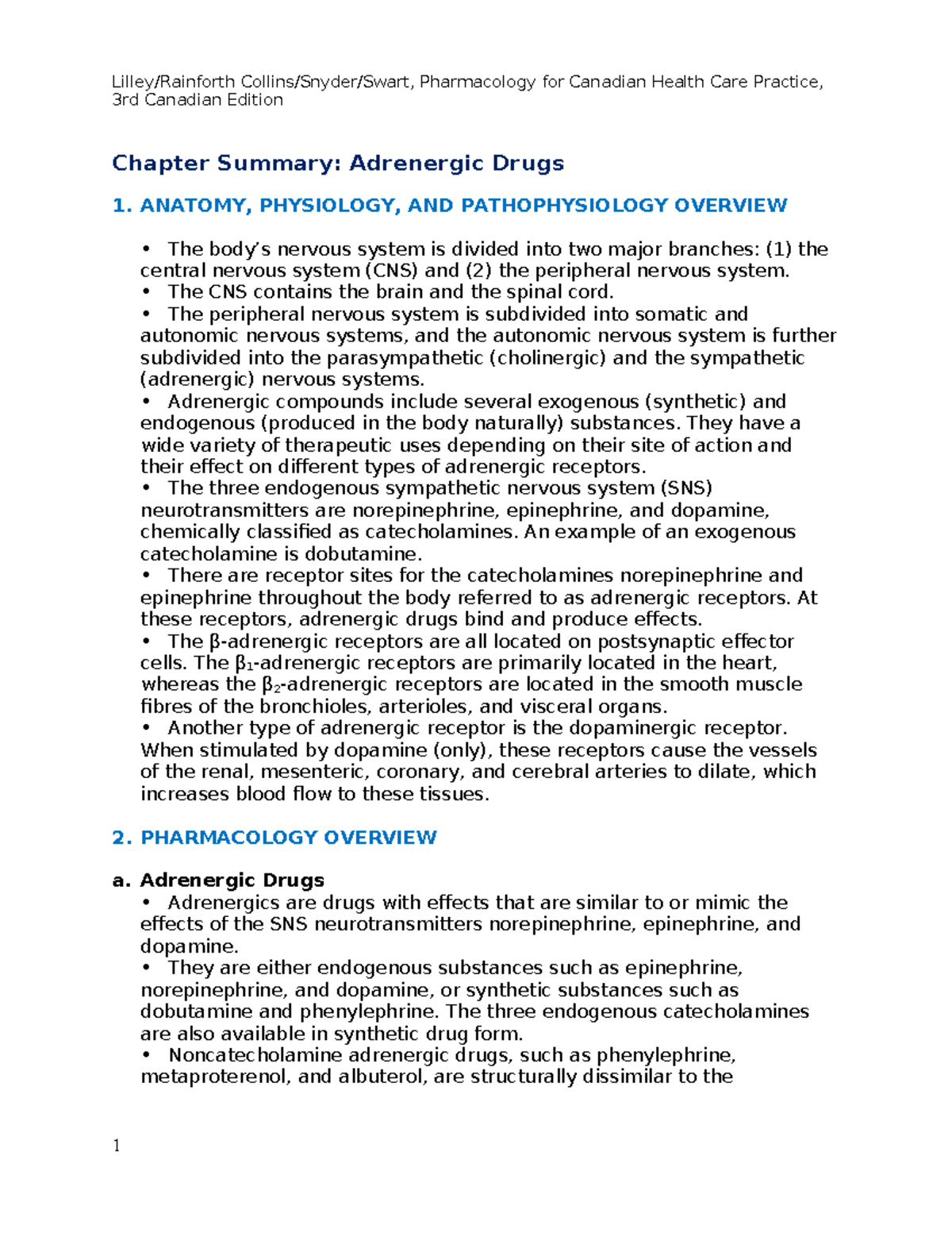 Pharmacology for Canadian Health Care Practice: Adrenergic Drugs ...
