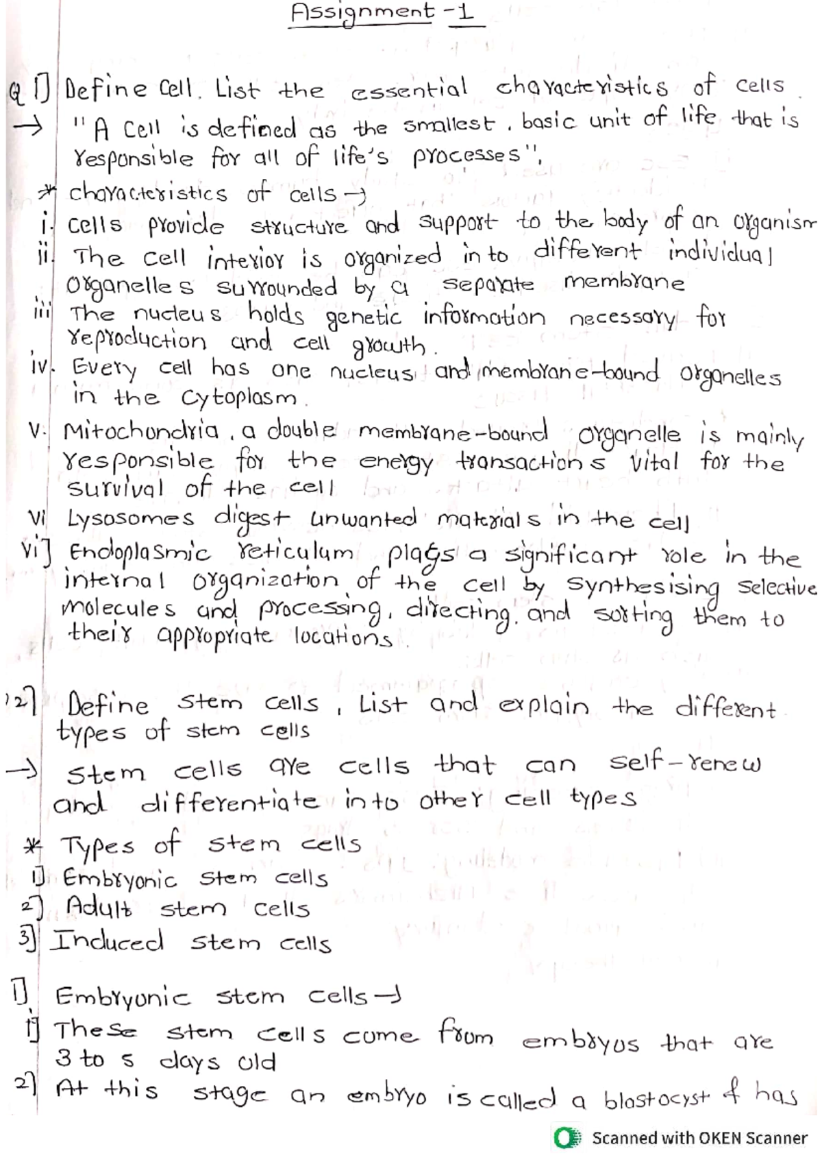 BBOC407: Assignment 1 on Cell Structure and Function - Studocu