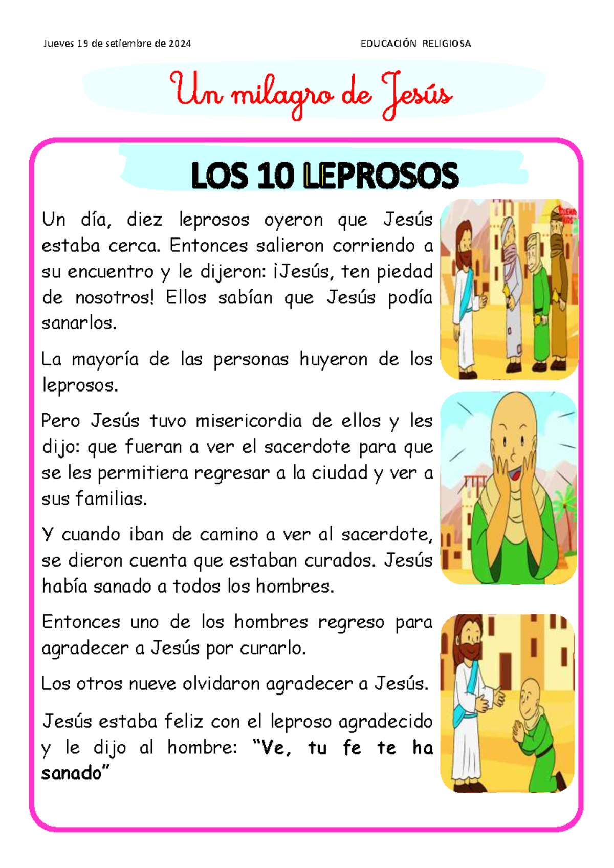 Jesús Sana a los Leprosos - Actividades y Reflexiones Rel. 2023 - Studocu