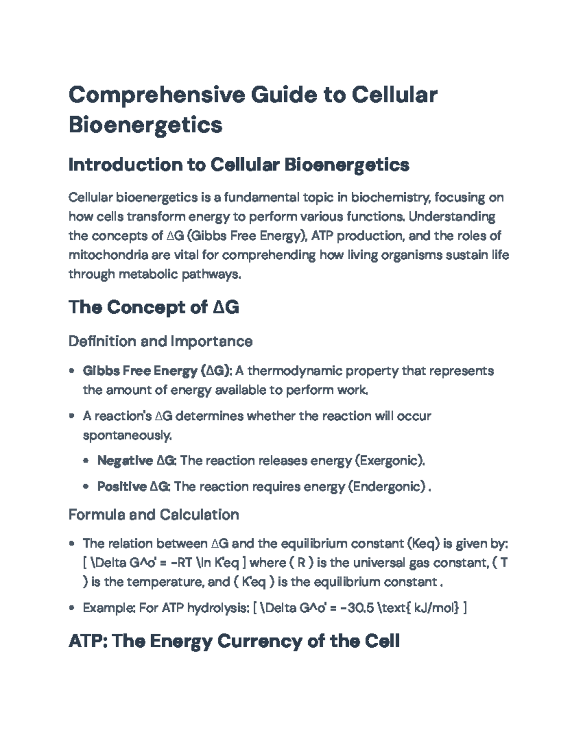 Comprehensive Guide to Cellular Bioenergetics: Key Concepts and ...