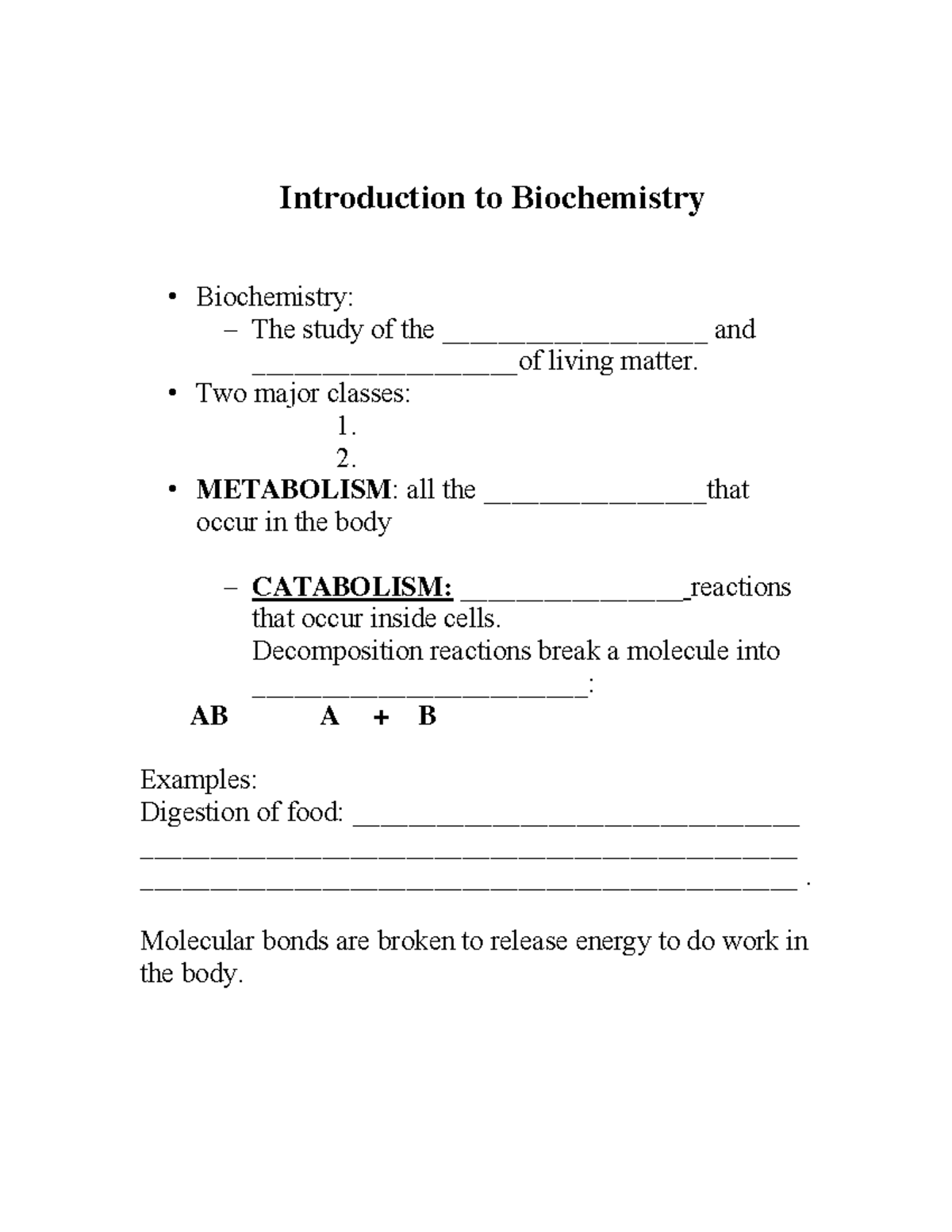 Biochemistry 101: Introduction to Metabolism and Organic Compounds ...