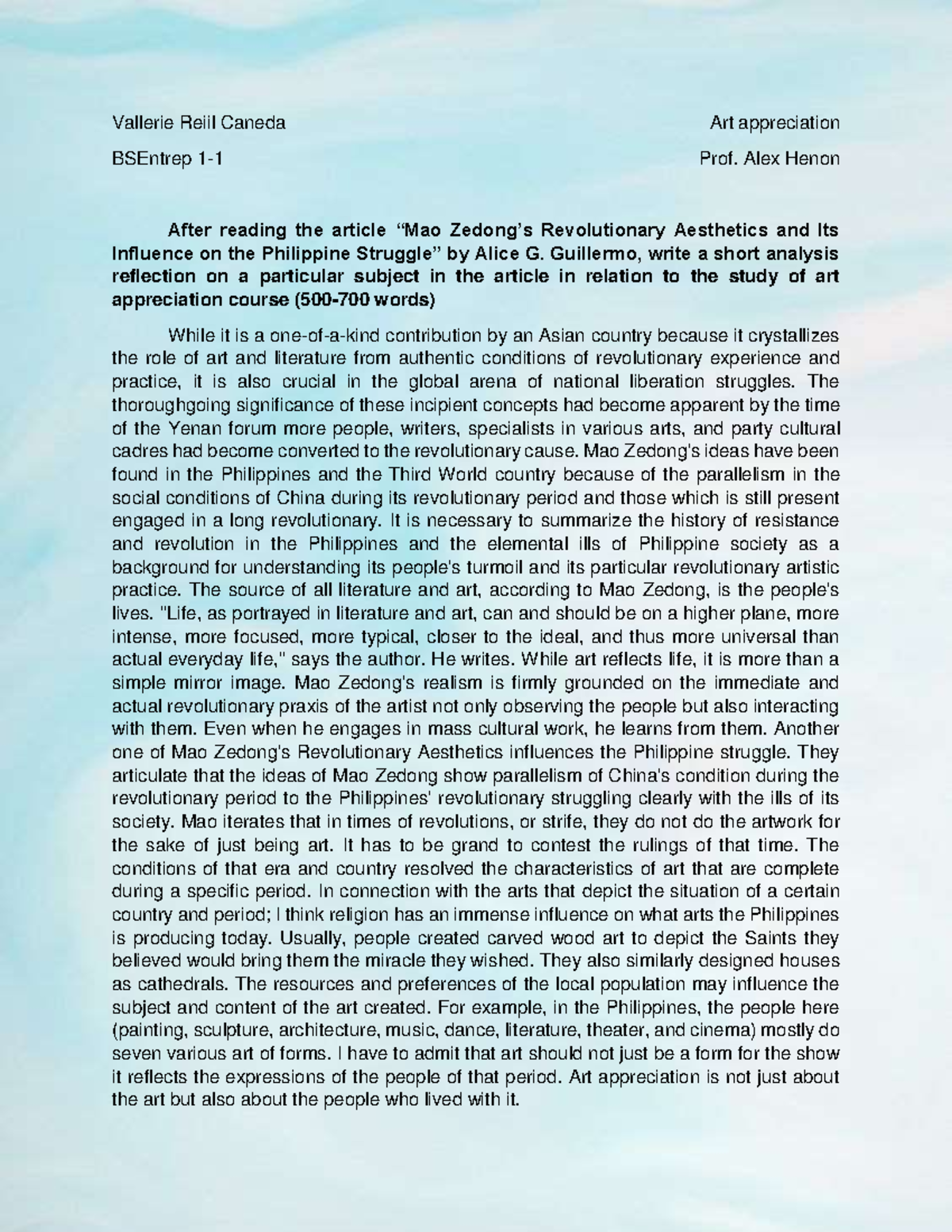 Mao Zedong's Revolutionary Aesthetics and its influence on the ...