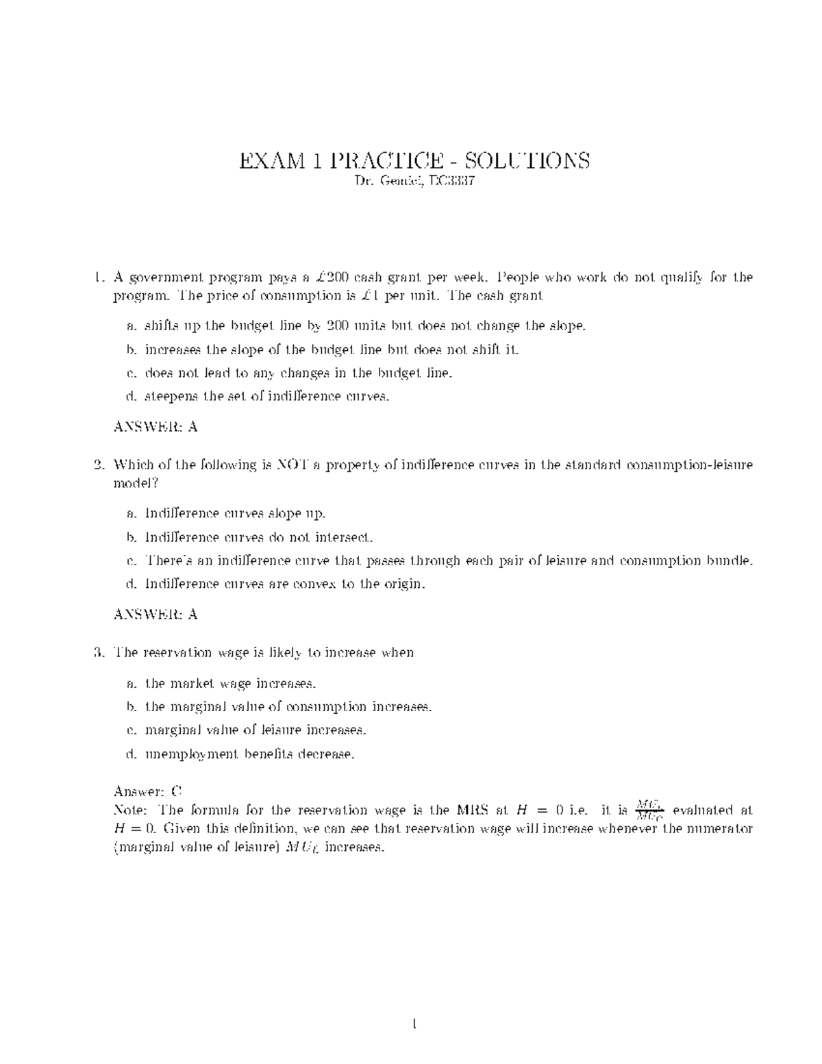 EC Practice Exam 2019: Solutions to Key Economic Questions - Studocu