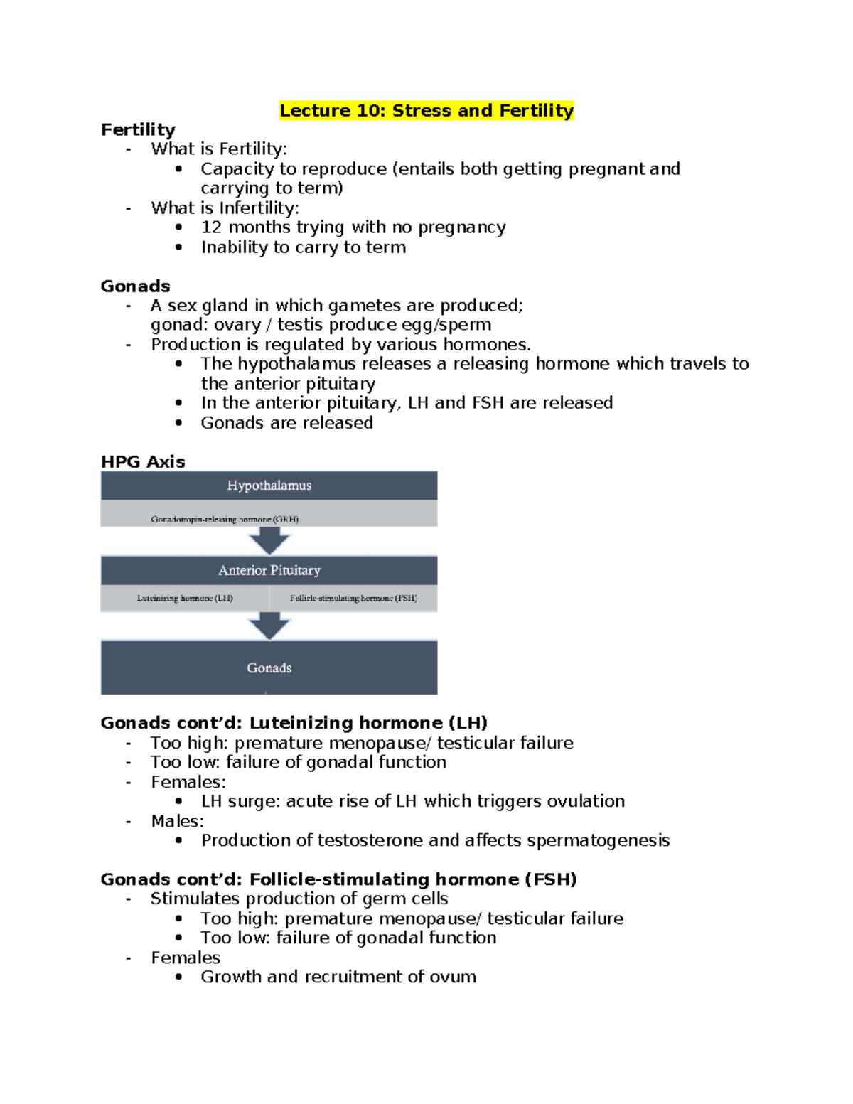 Psyc 446 Final Exam Notes: Stress, Fertility, and Immune Function - Studocu
