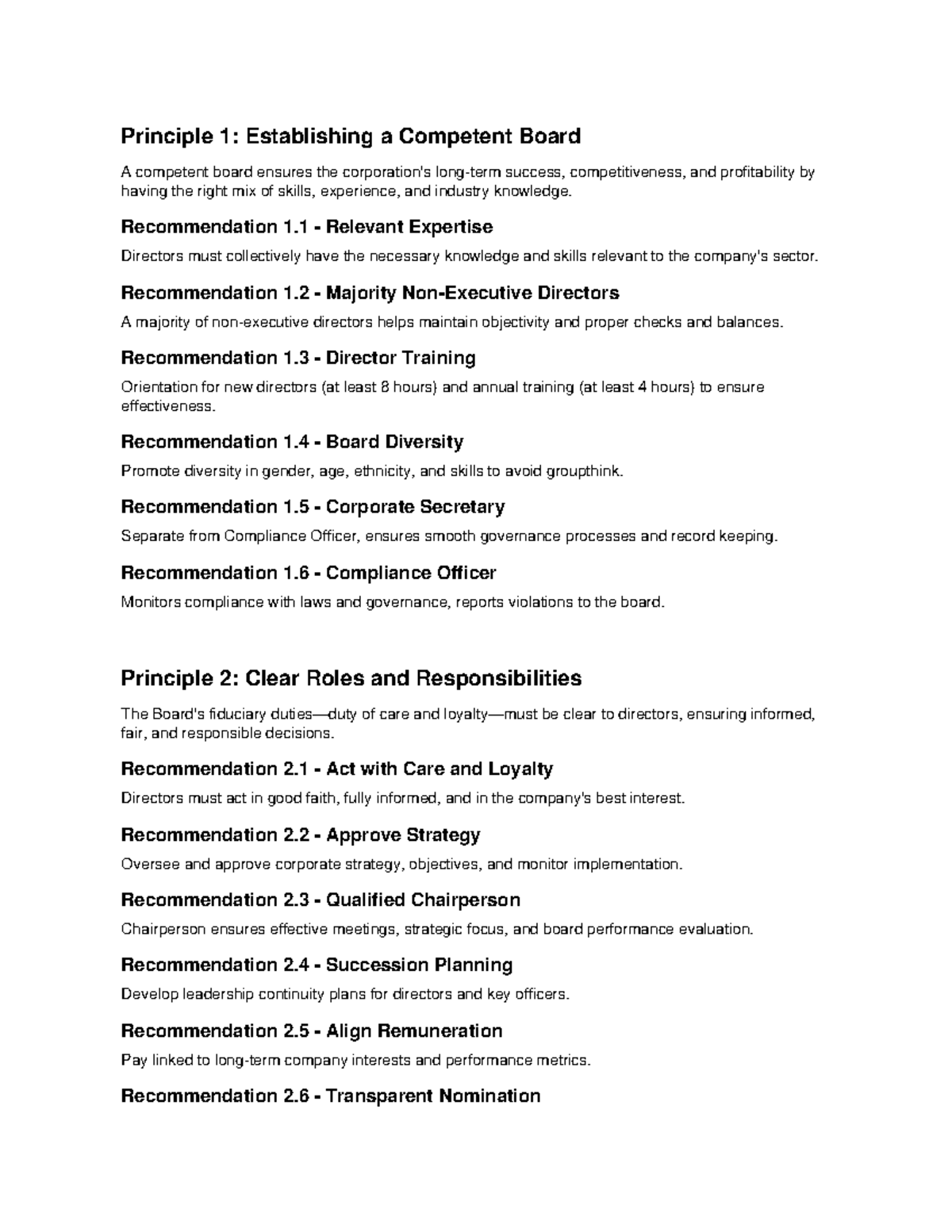 Corporate Governance Principles Explained (CG 3) - Studocu