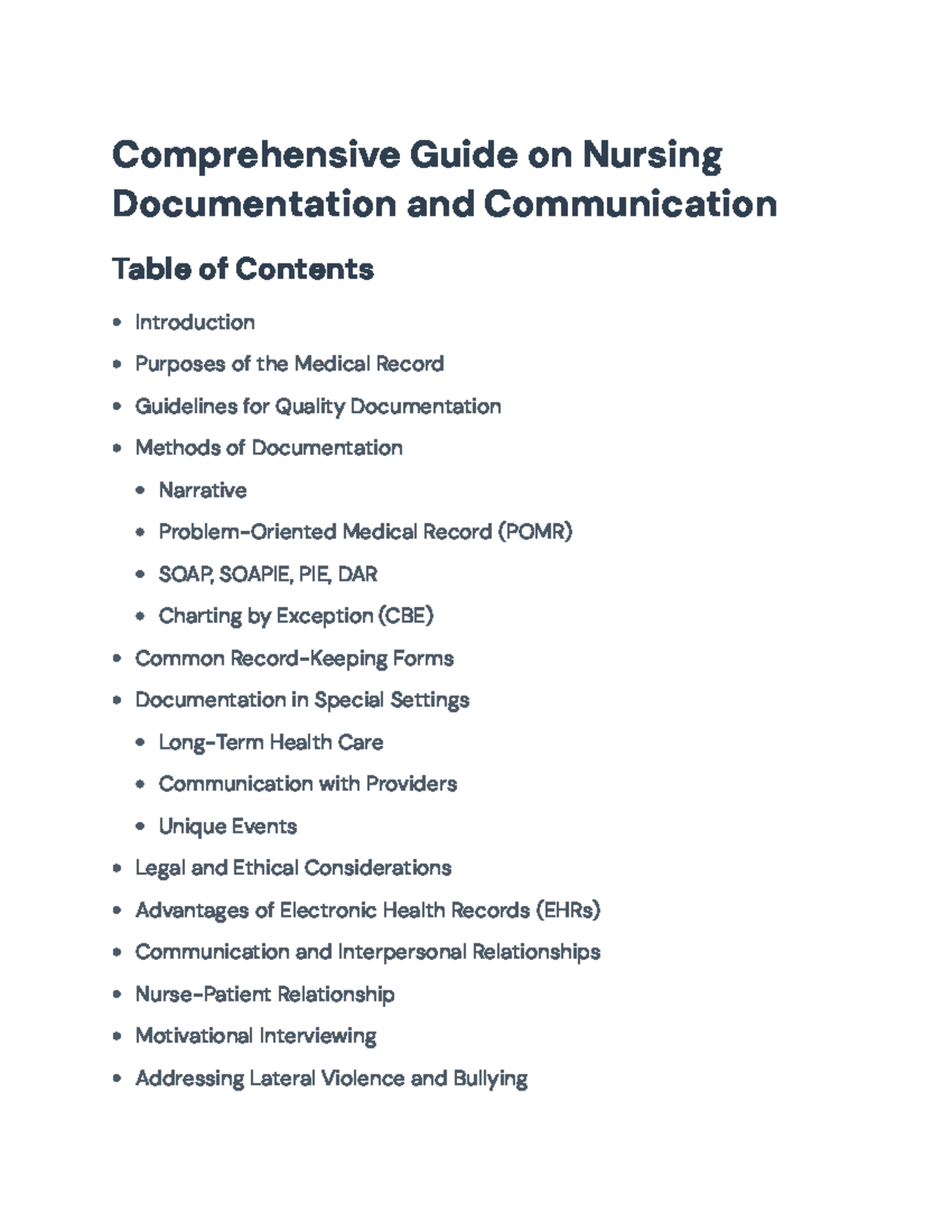 Nursing Documentation and Communication: A Comprehensive Guide ...