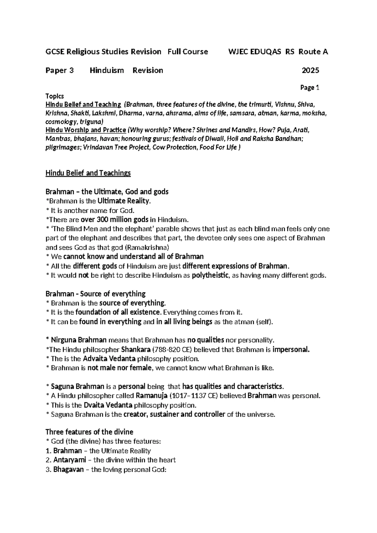 RS WJEC EDUQAS Paper 1 Revision: Key Issues in Religion & Ethics - Studocu