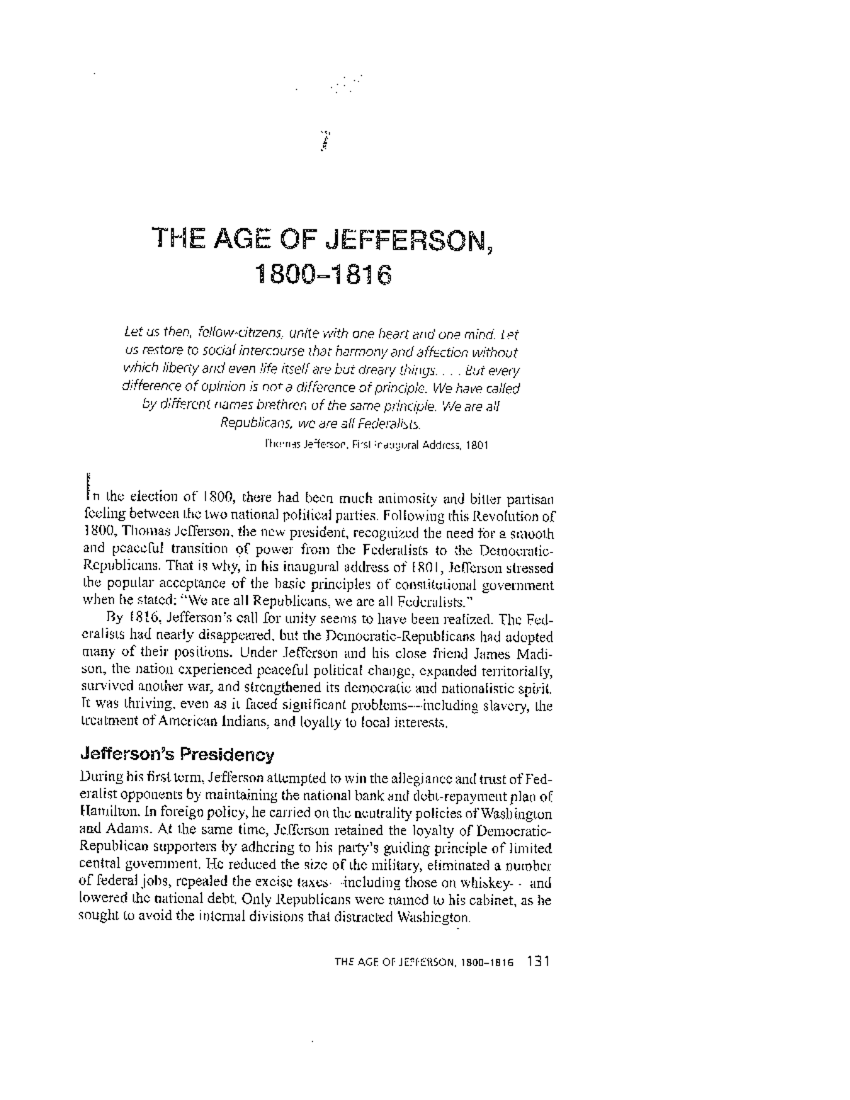 The Age of Jefferson: Key Events and Policies (HIST 101) - Studocu