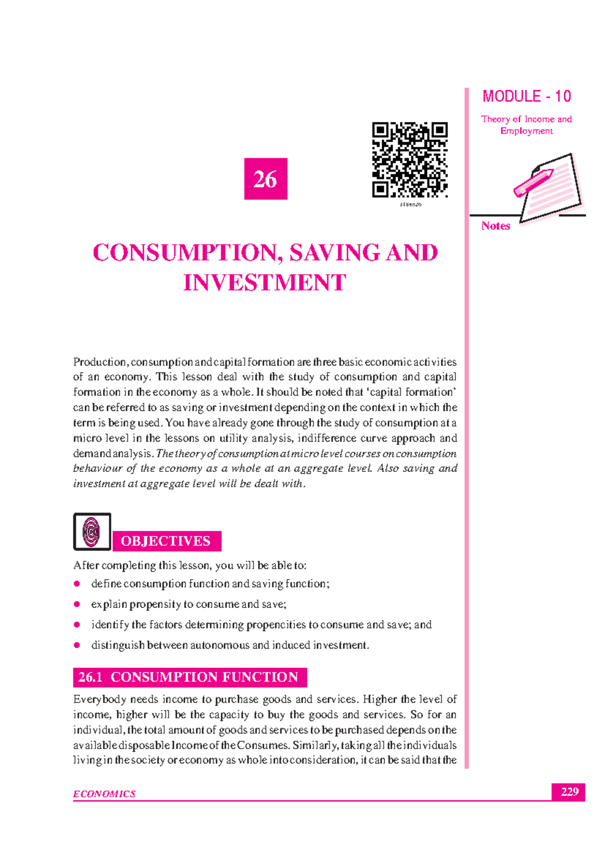 318 Economics Eng Lesson 26: Consumption, Saving, and Investment Notes ...
