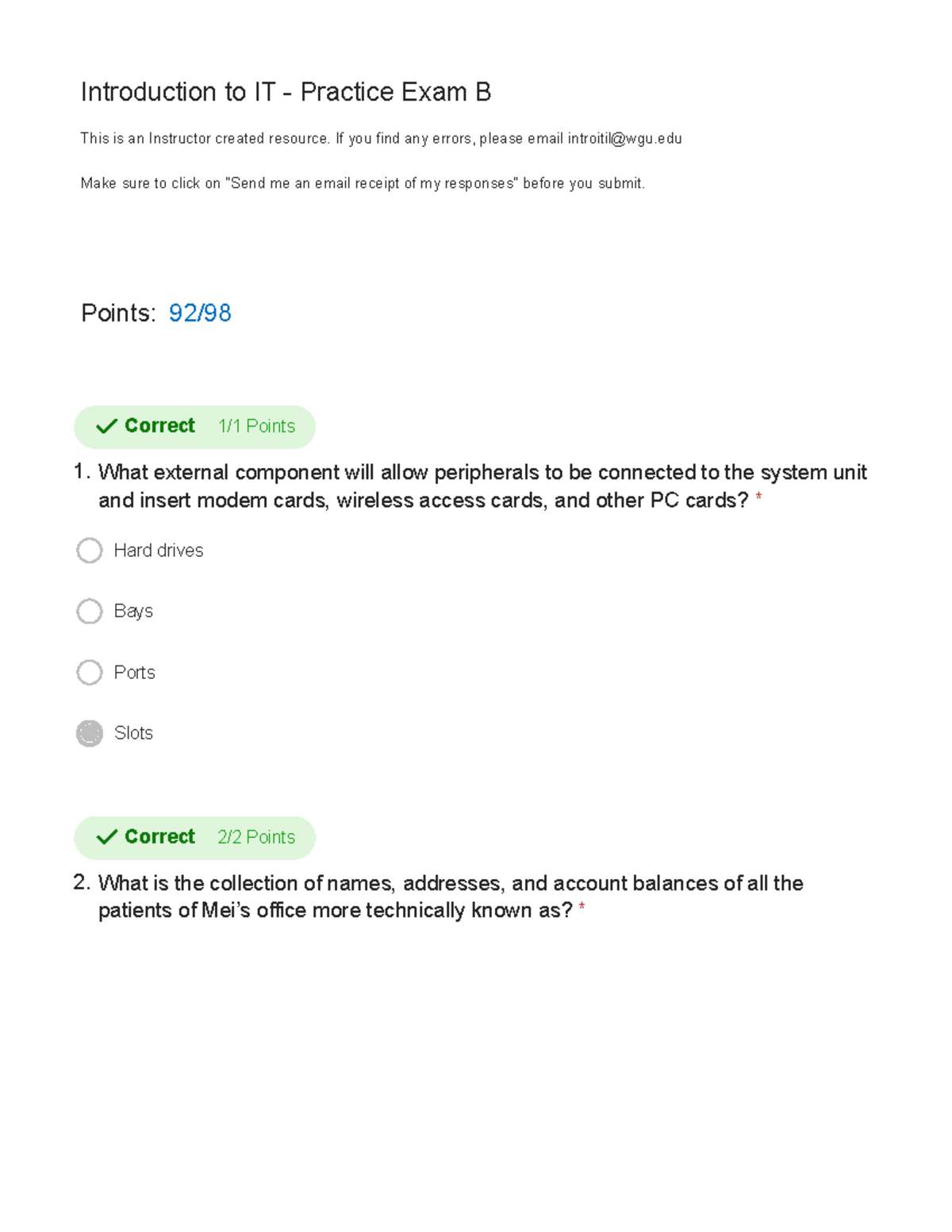 IT-230 Introduction to IT - Practice Exam B Review Notes - Studocu