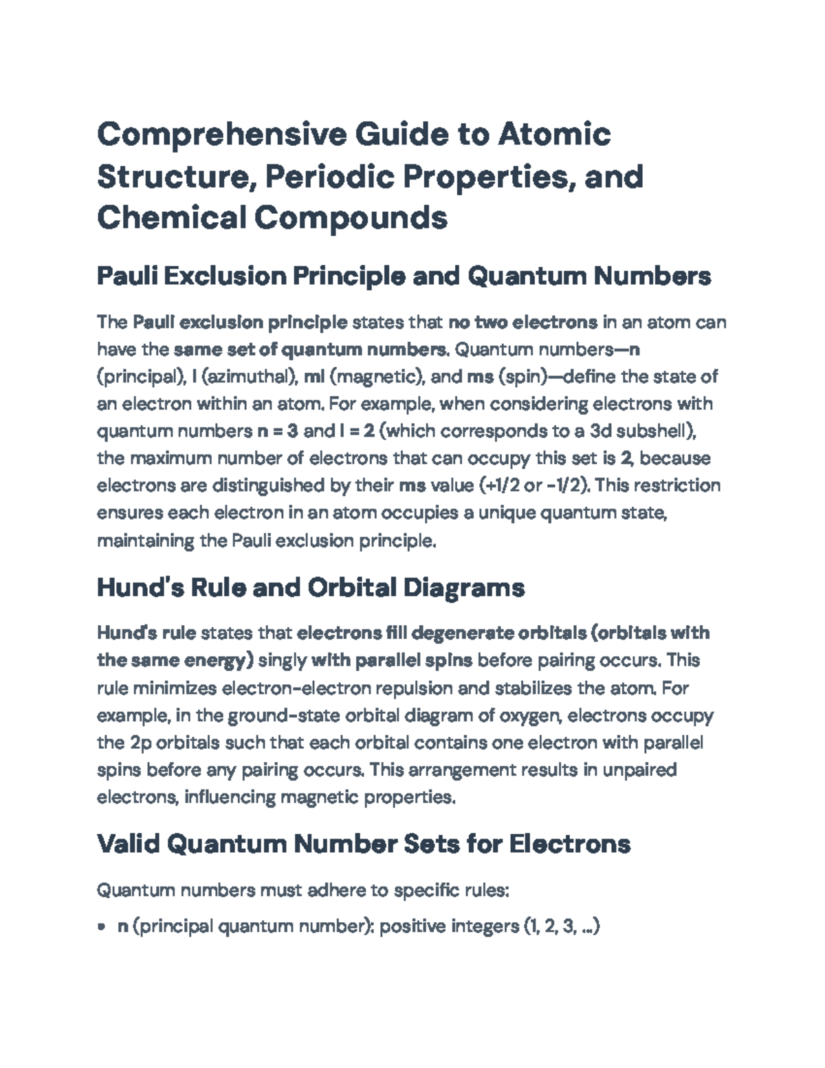 Comprehensive Guide to Atomic Structure & Chemical Properties (CHEM 101 ...