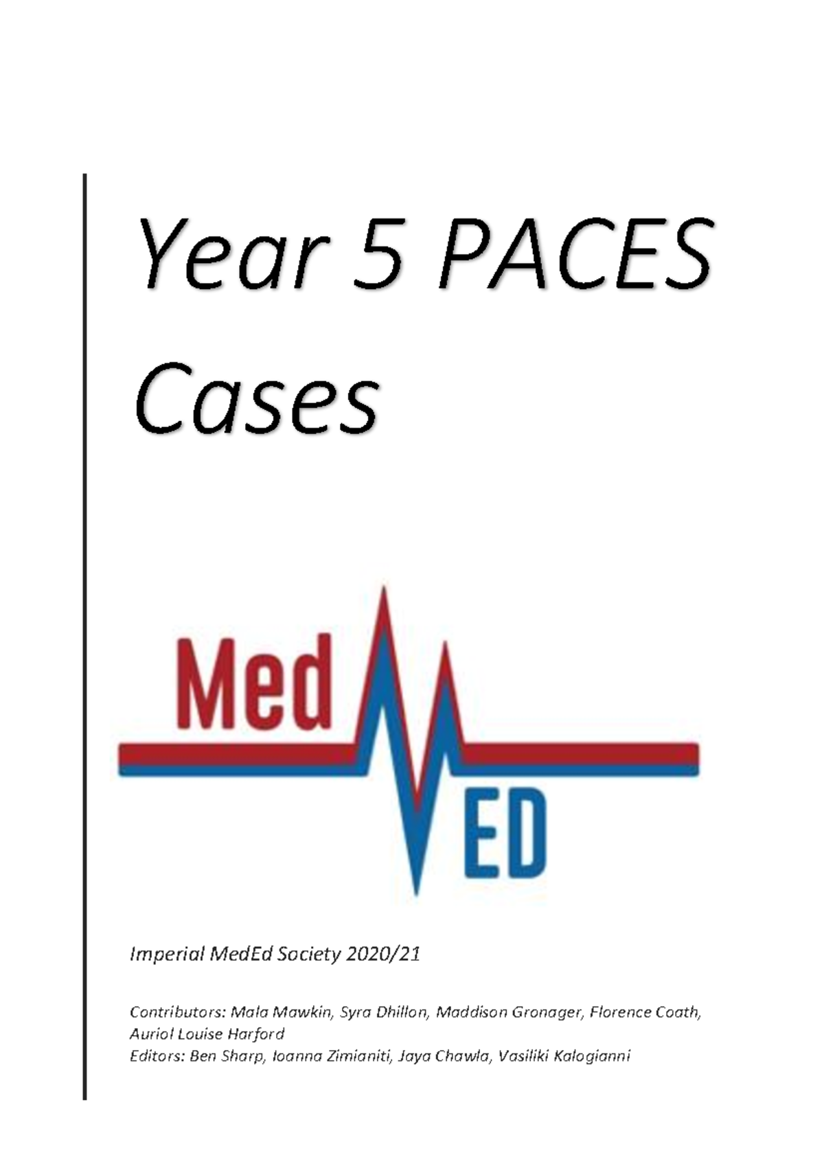 Med ED Year 5 PACES Guide: Paediatric Cases & Management 2020-21 - Studocu