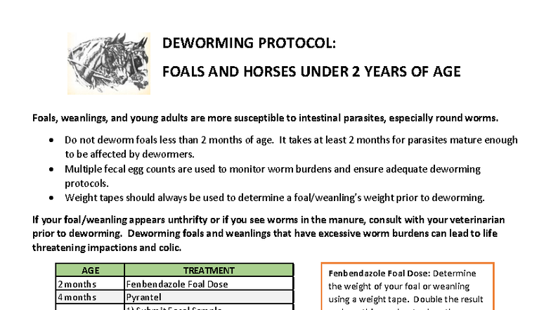 Vaccine and Deworming Protocols for Foals & Young Horses - Studocu